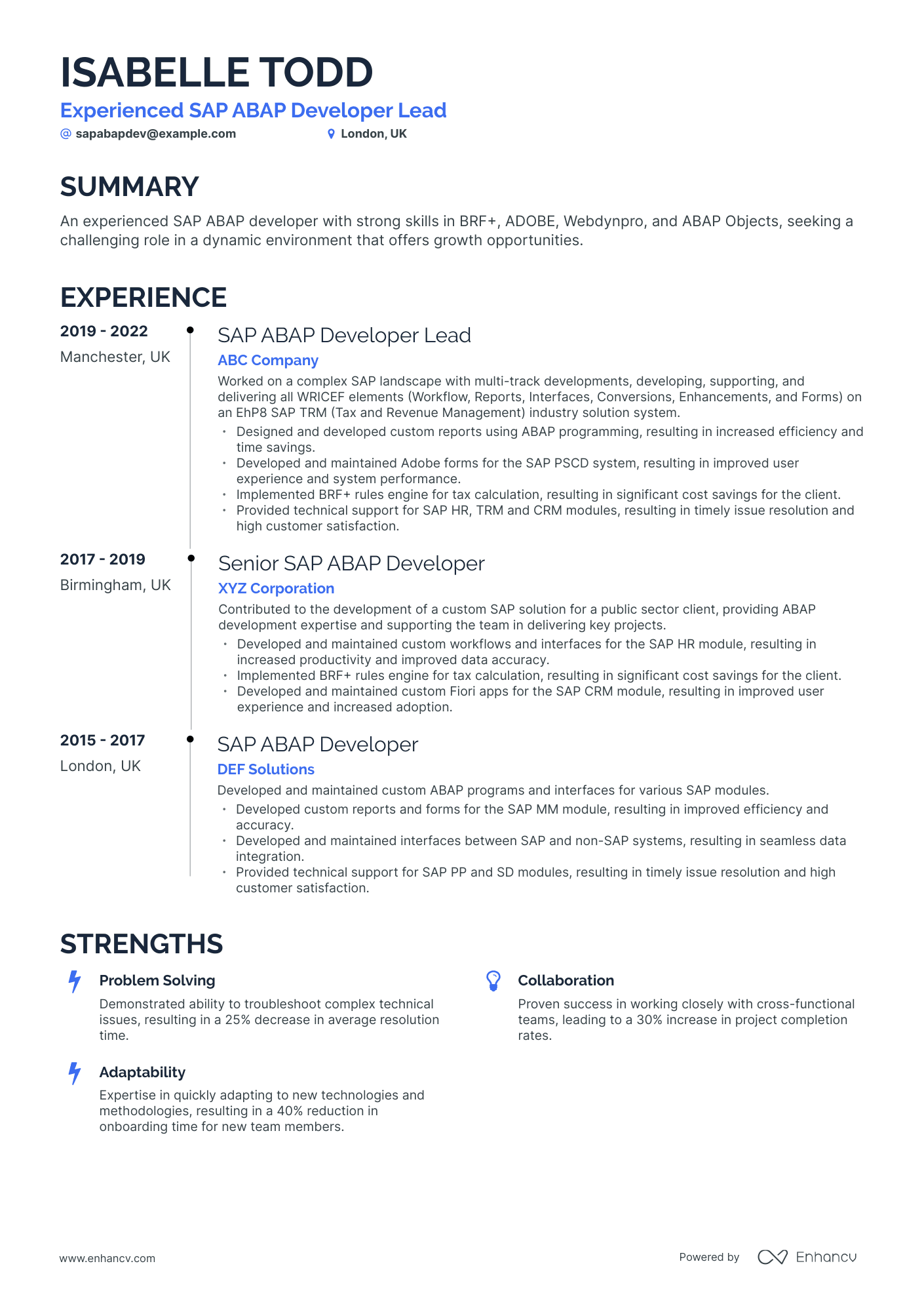 Sap Abap Developer Resume Example 2023 Writing Tips 40 Off 3297